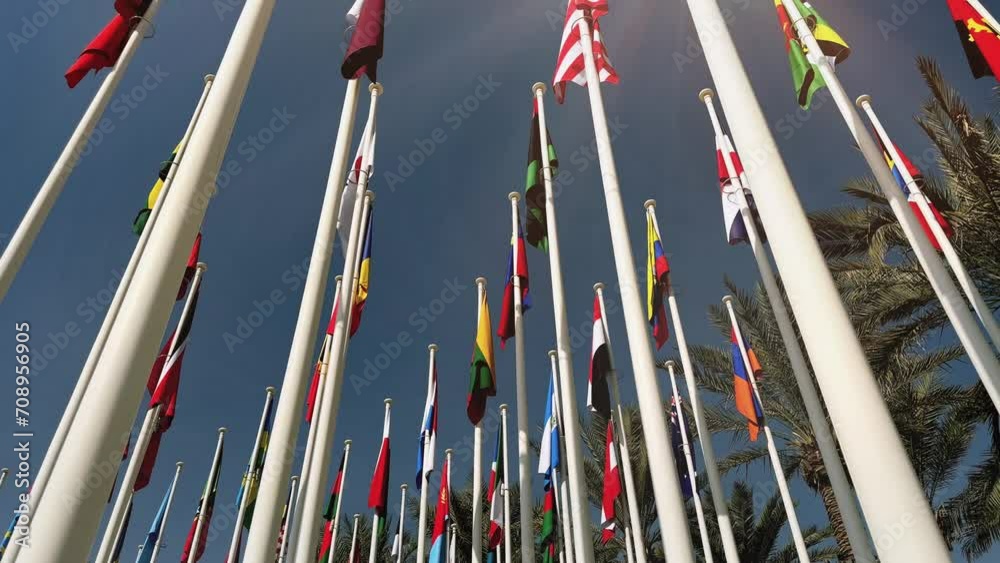 flags of the world, Flags of different countries at the background of ...