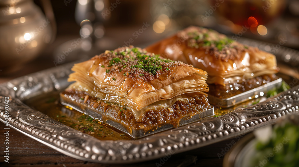 Golden Layers of Sweet Delight: Traditional Baklava with Nuts and Honey ...