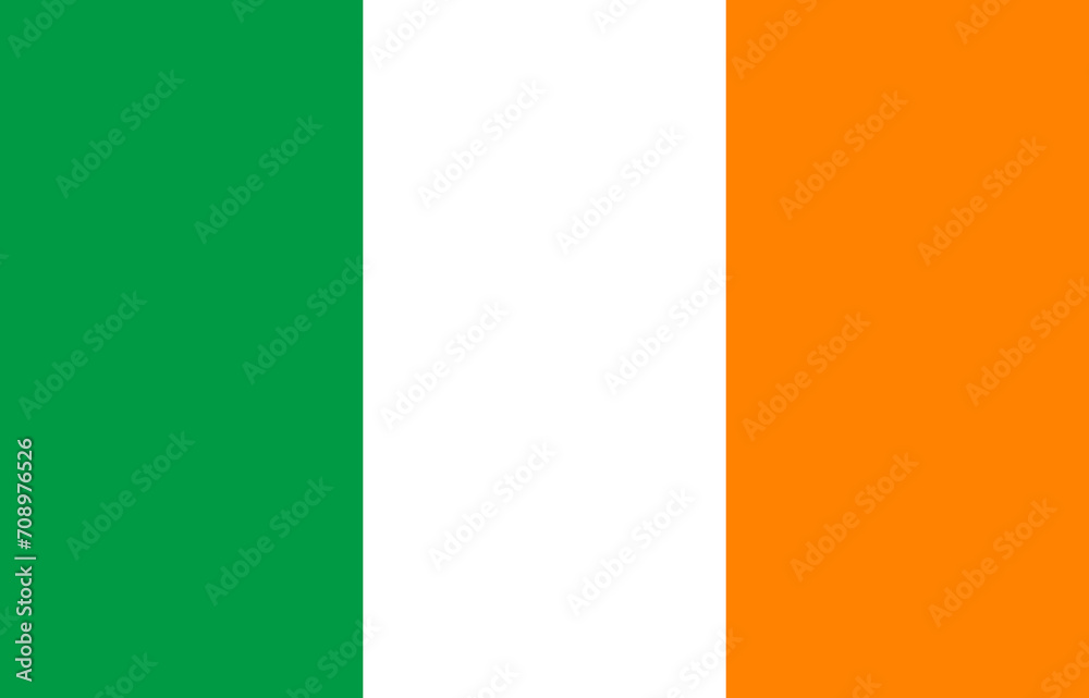 The national flag of Ireland with the correct official colours which is ...