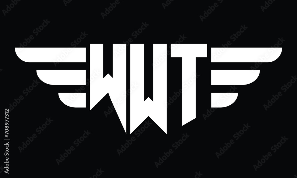 WWT three letter logo, creative wings shape logo design vector template ...