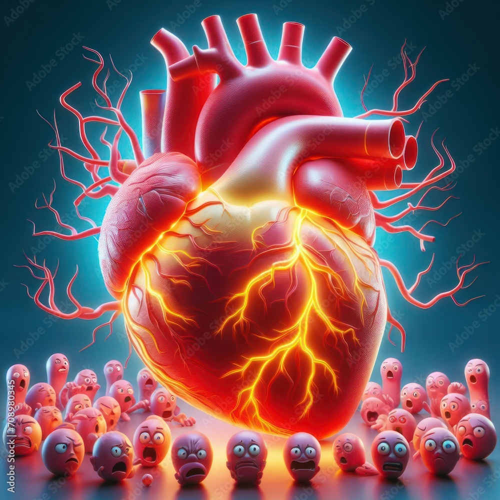 human heart anatomy in blue or anatomy of heart or human heart anatomy ...