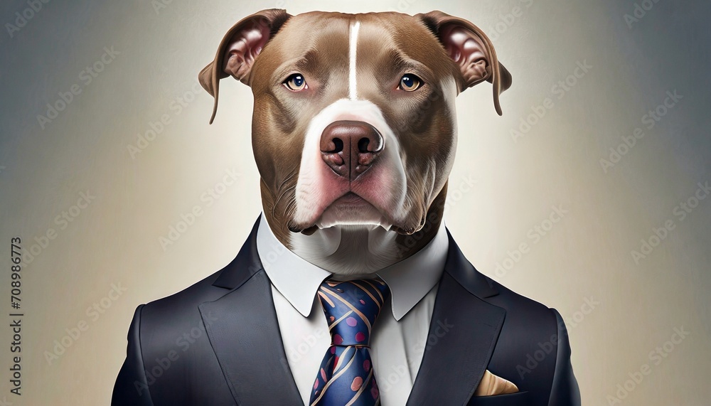 pit bull dog dressed in an elegant suit with a nice tie fashion ...