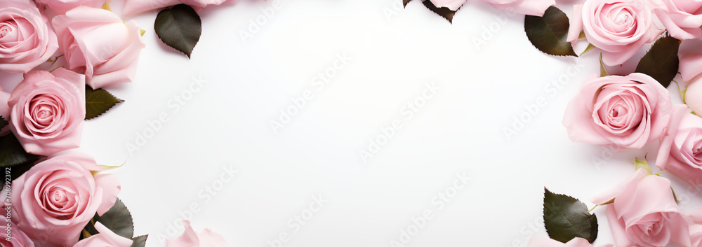 Rose wreath border mockup, in the style of positive and negative spaces ...