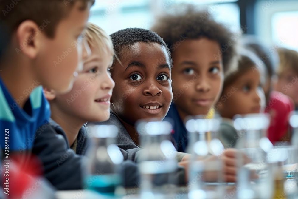 Group of passionate young students engaged in a fun, educational ...