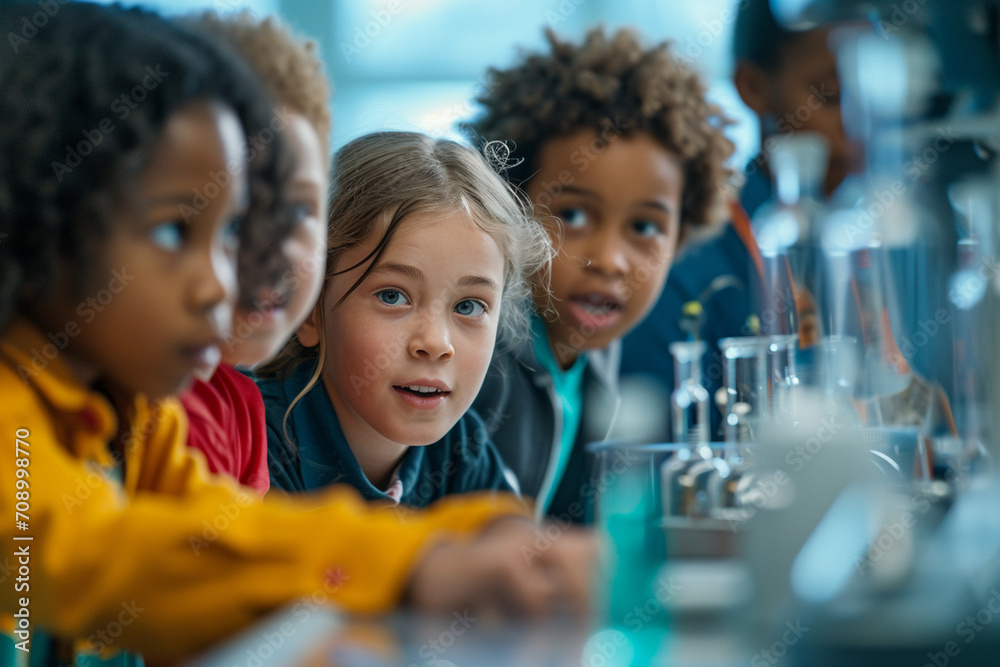 Group of passionate young students engaged in a fun, educational ...