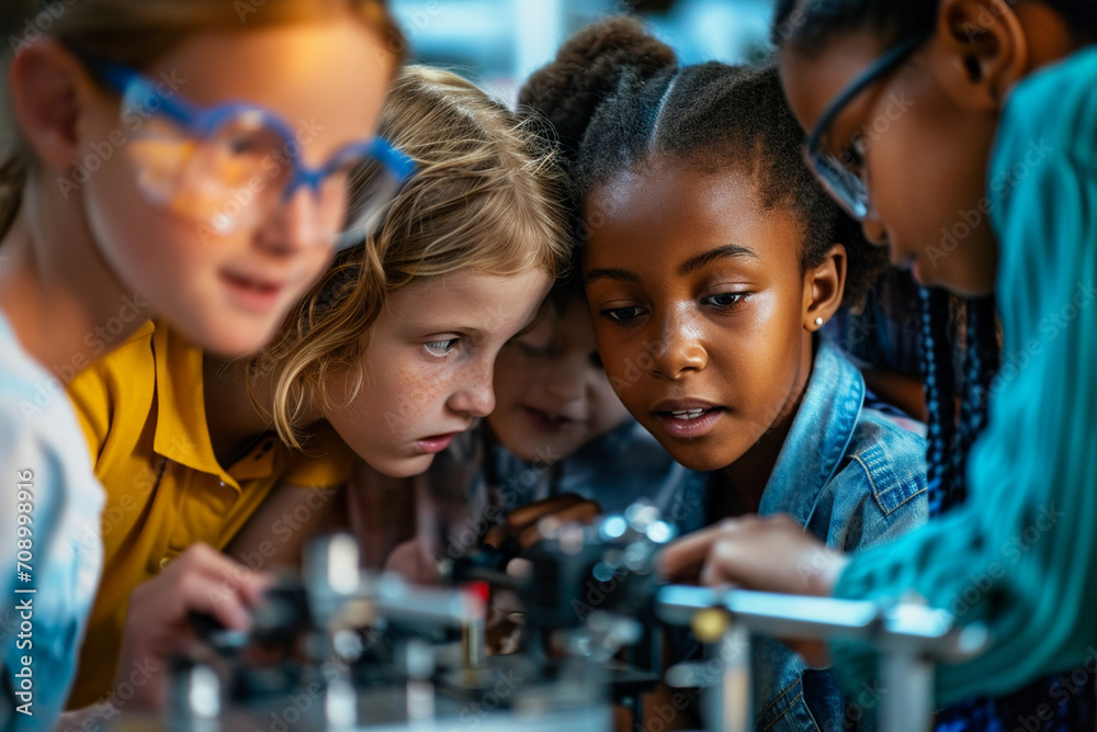 Group of passionate young students engaged in a fun, educational ...