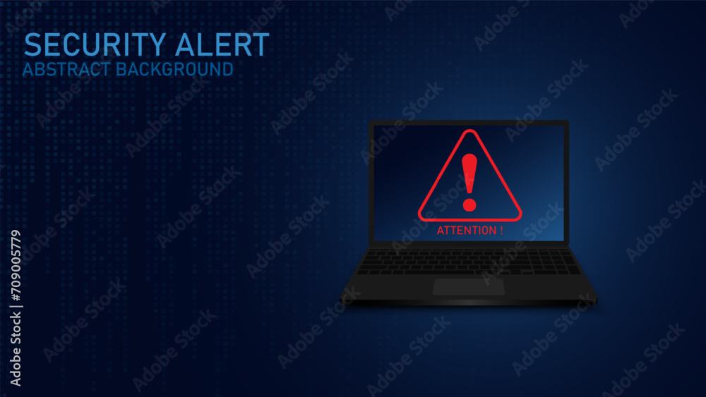 Attention warning attacker alert signs with exclamation marks on a ...