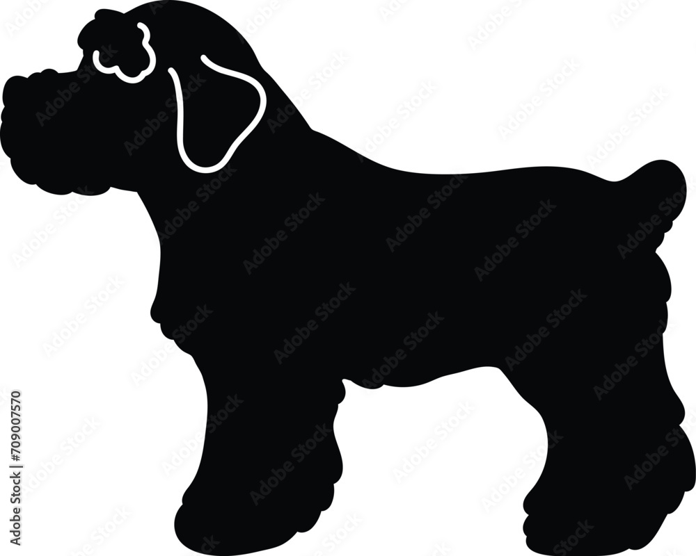 Miniature Schnauzer side view standing silhouette with details Stock ...