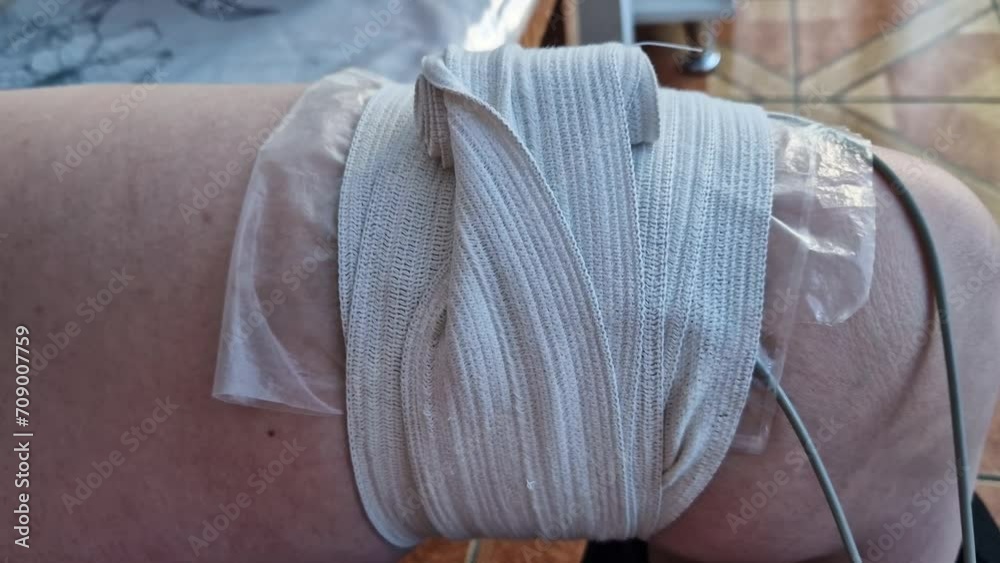 Vidéo Stock Electrotherapy. Treatment of arthrosis of the knee joint ...