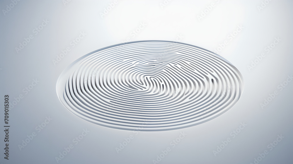 Abstract 3d banner with embossed fingerprint on a white background ...