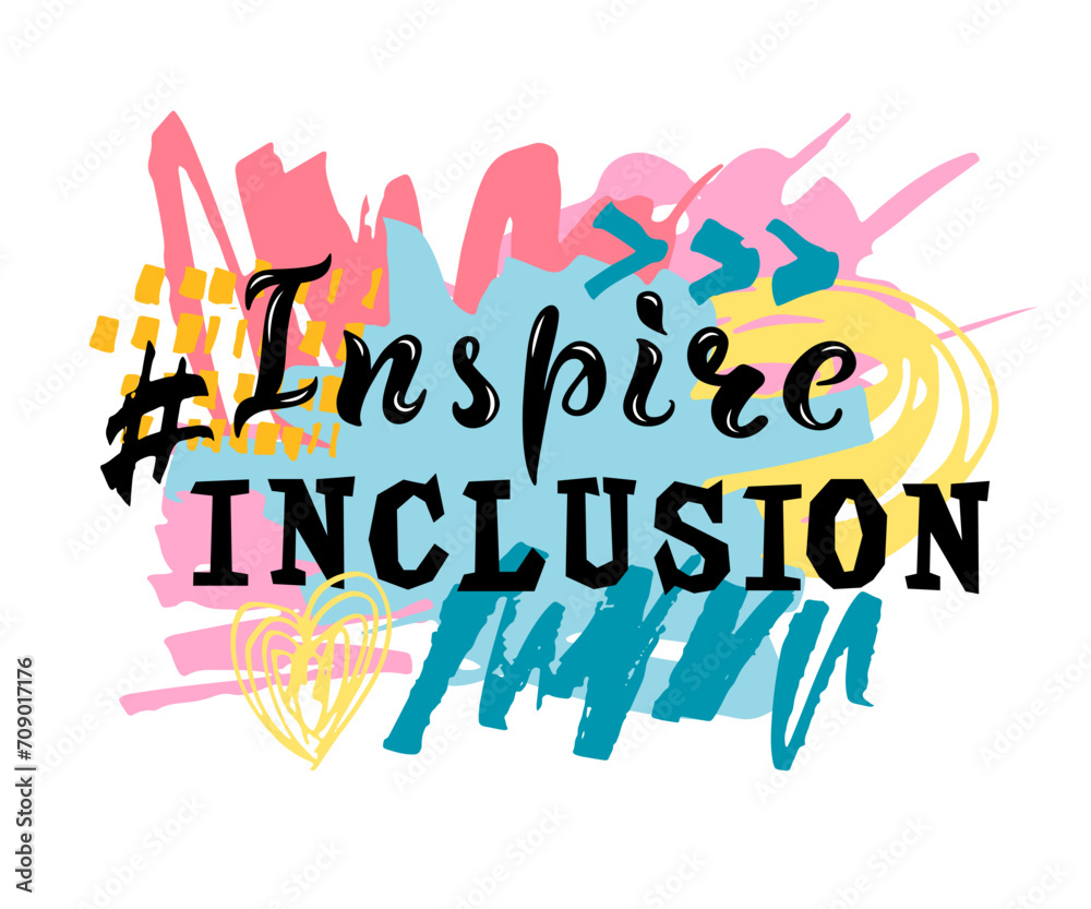 Vetor de Inspire Inclusion as hand drawn sketch. Inspire Inclusion is ...