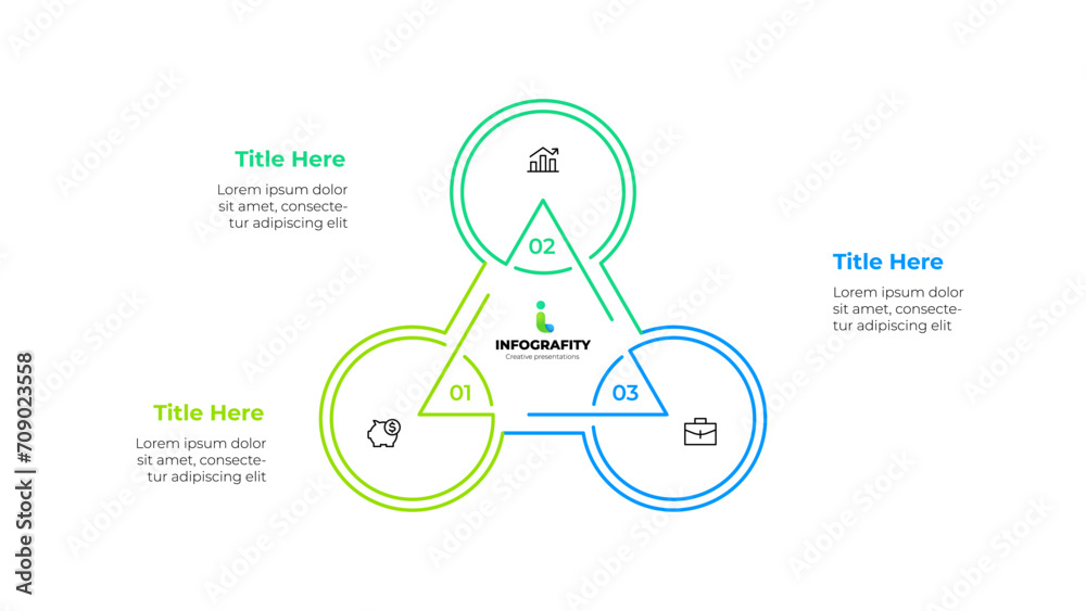 Outline triangle diagram divided into 3 sectors. Design concept of ...