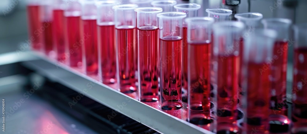 Blood samples in test tubes in incubator for karyotype and FISH prep in ...