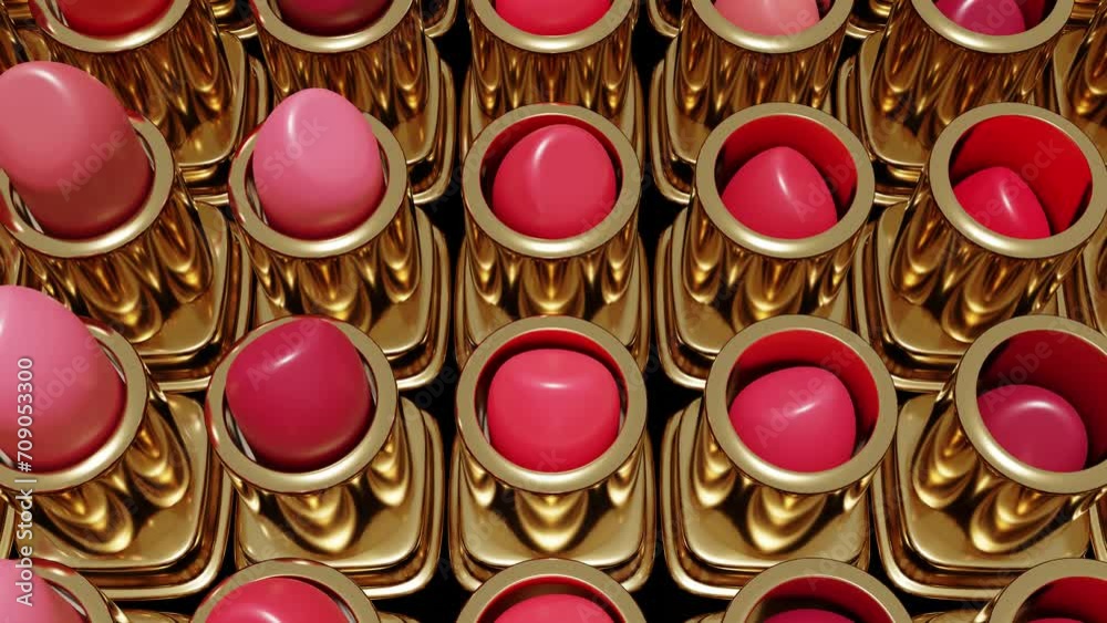 ooped 3D animation of lipstick pattern with different color shades ...