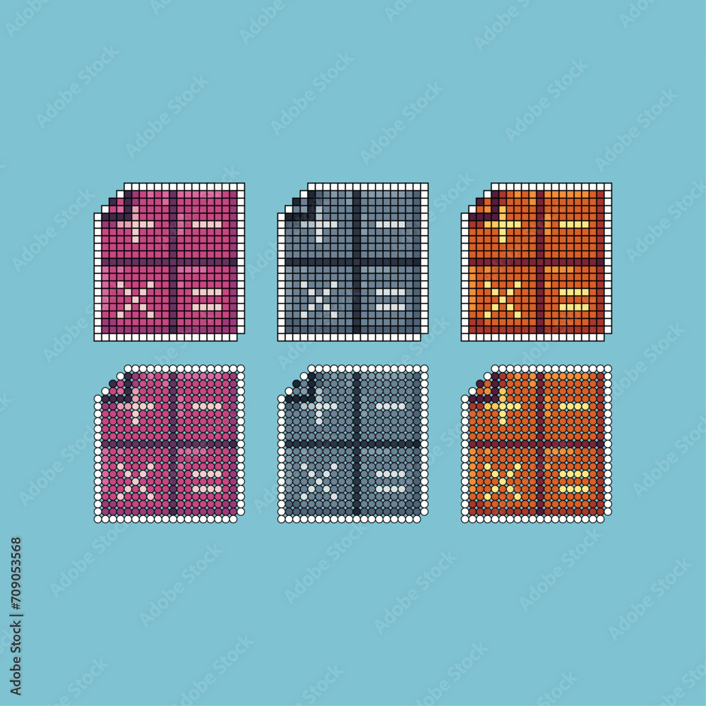 Pixel art sets stroke round icon of page math variation color.math page ...