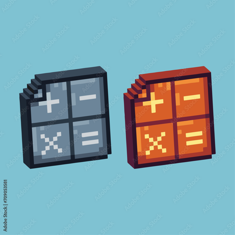 Isometric Pixel art 3d of mathematic page icon for items asset. math page icon on pixelated ...