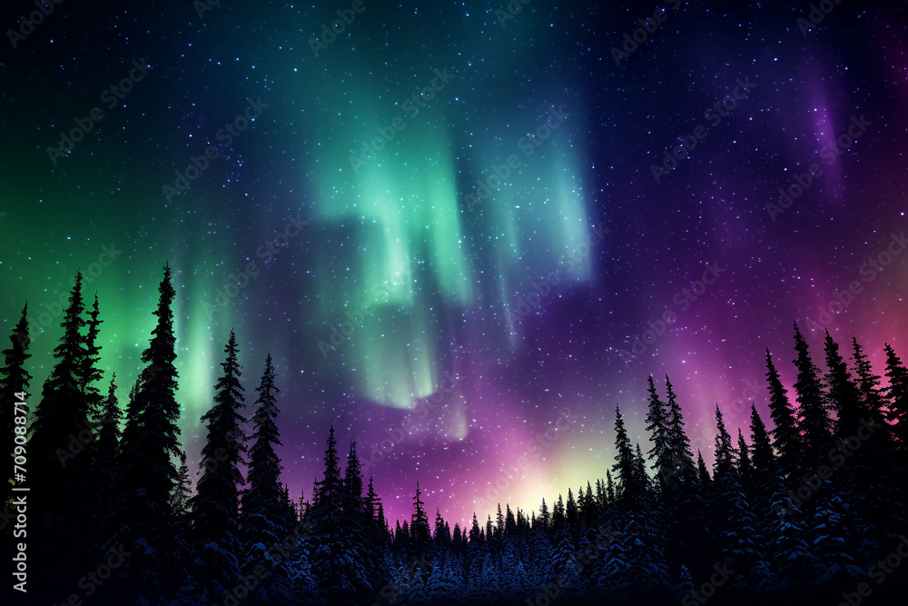 celestial and astronomical wonder of Aurora in night sky, embodying ...