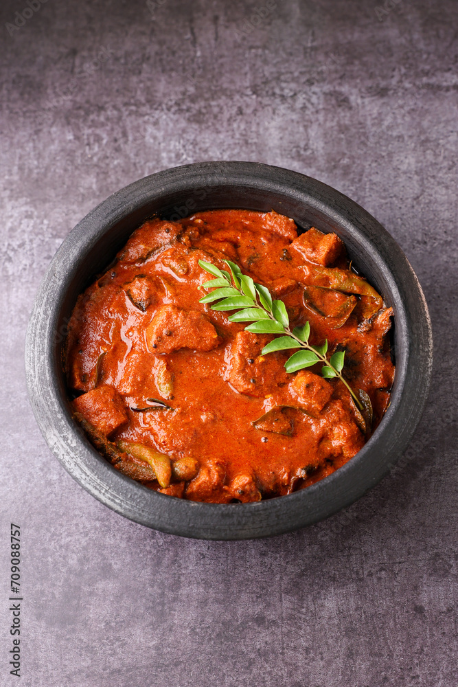 Kerala fish curry coconut milk gravy , cooking spicy Goan fish curry ...