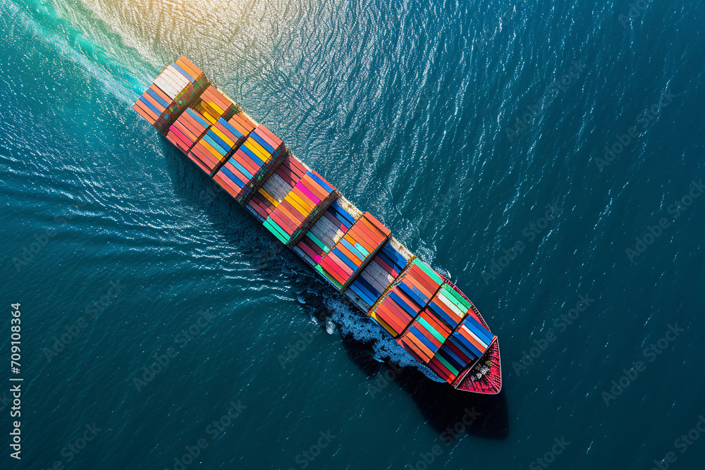 Container ship carrying container for business freight import and ...