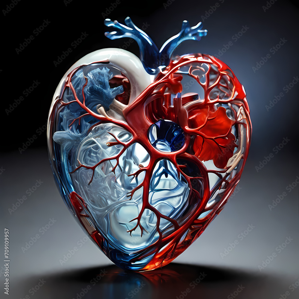 Human Heart Tissue Model: Advancements in Cardiology. Transparent human ...