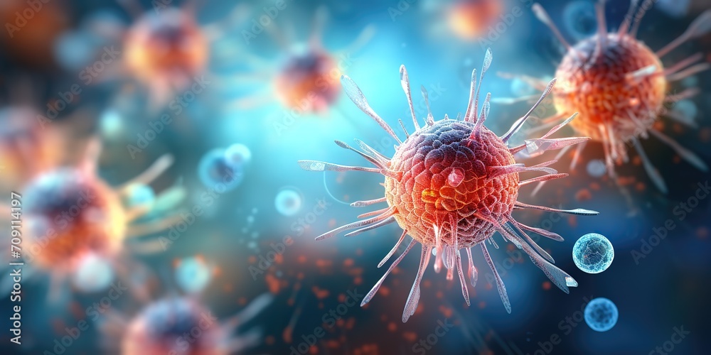 Illustration background of viruses in the human body, Microbiology and ...