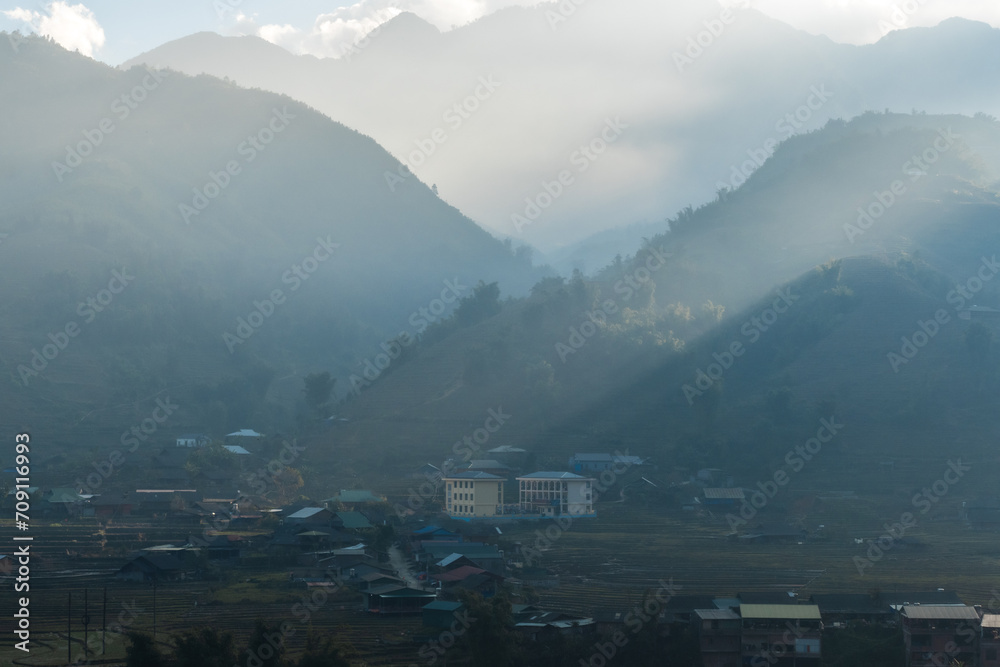 Muong Hoa Valley, located about 8km southeast of Sapa town, Vietnam. It ...