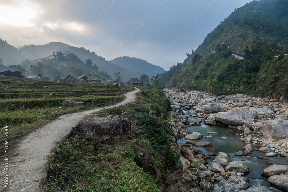 Muong Hoa Valley, located about 8km southeast of Sapa town, Vietnam. It ...