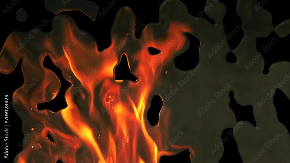 Vidéo Stock Abstract background of flowing liquid metal with fire flame ...