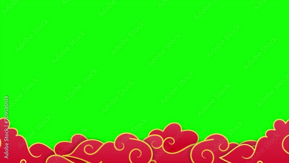 Chinese New Year red clouds on green screen background, 4K motion Stock ...