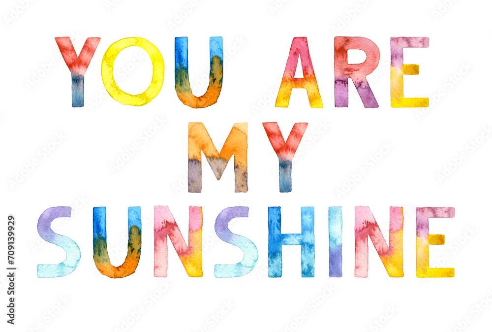 Watercolor hand drawn colorful lettering isolated background ...