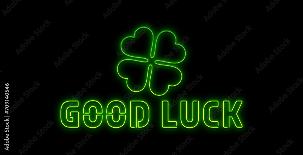 Vector realistic isolated neon sign of Good Luck logo for template ...
