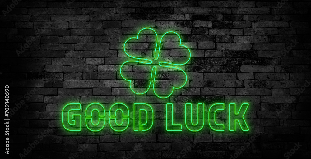 Vector realistic isolated neon sign of Good Luck logo for template ...