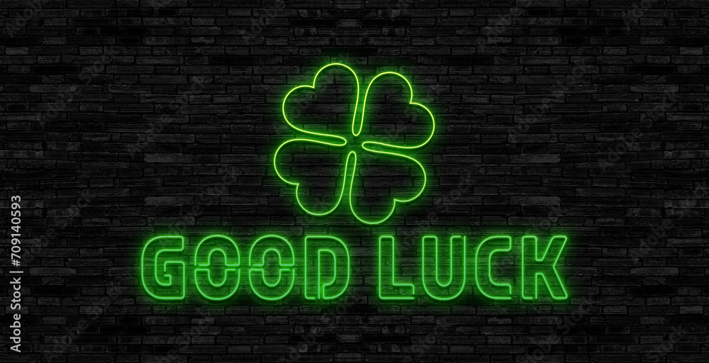 Vector realistic isolated neon sign of Good Luck logo for template ...