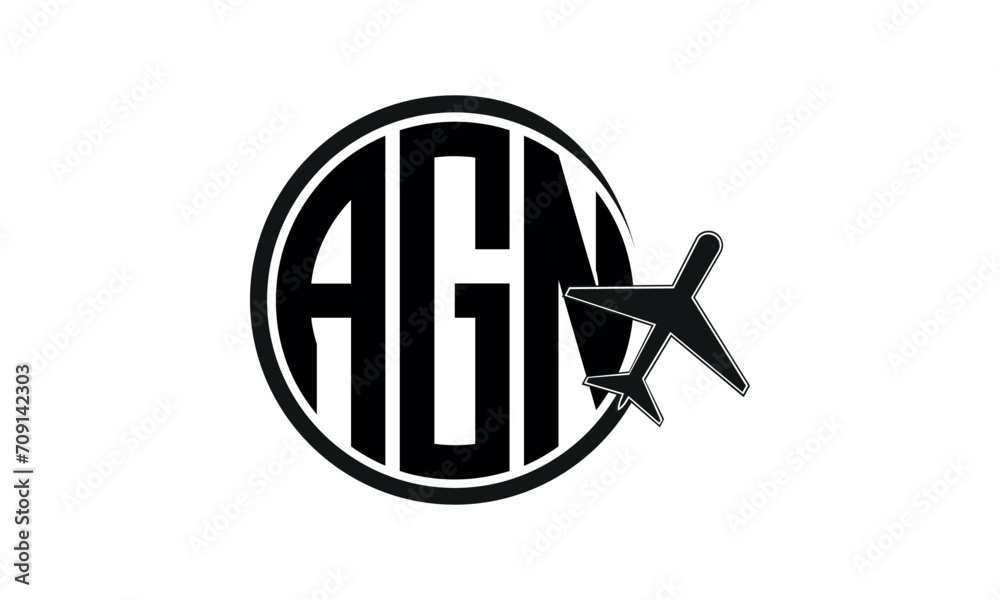 AGN three initial letter circle tour & travel agency logo design vector ...
