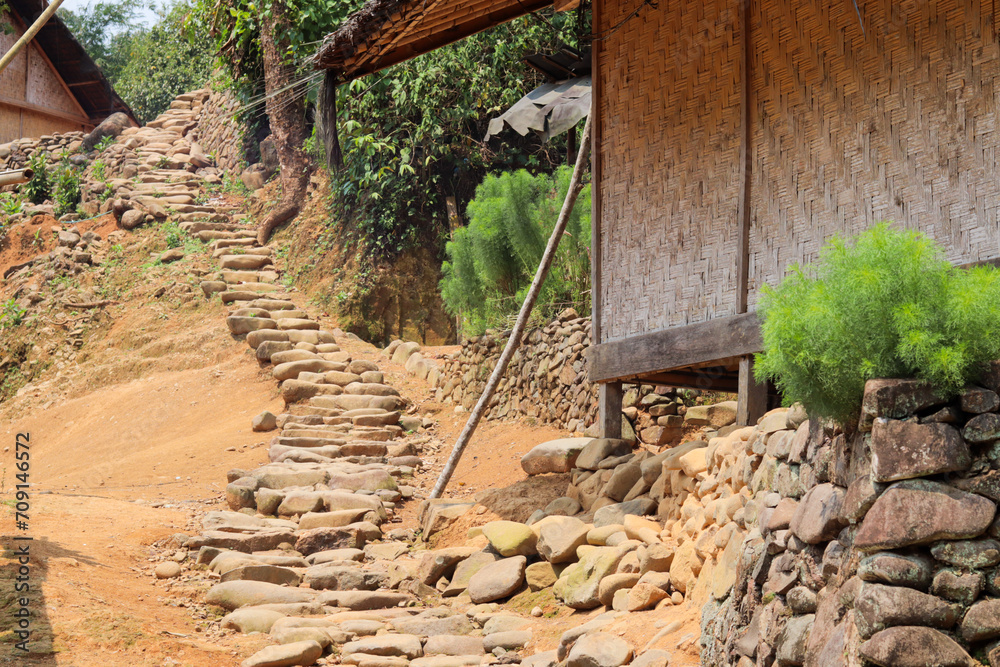 stone structures used as traditional roads and foundations for ...