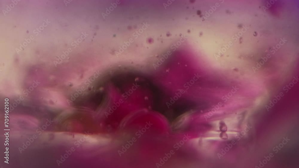 Gel bubbles fluid. Paint drop. Jelly moisture texture. Blur neon pink ...