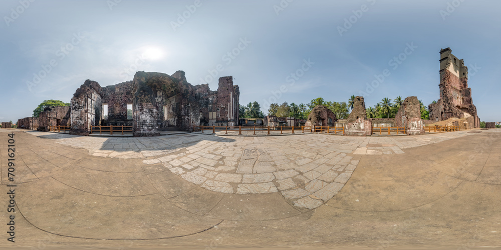 full spherical hdri 360 panorama near stone abandoned ruined tower of ...