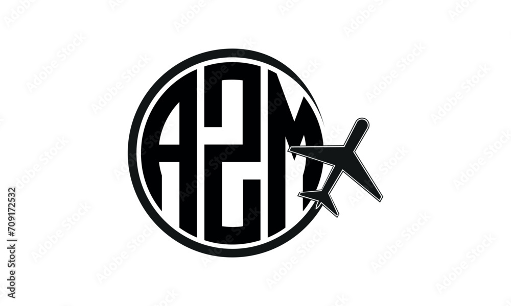 AZM three initial letter circle tour & travel agency logo design vector ...