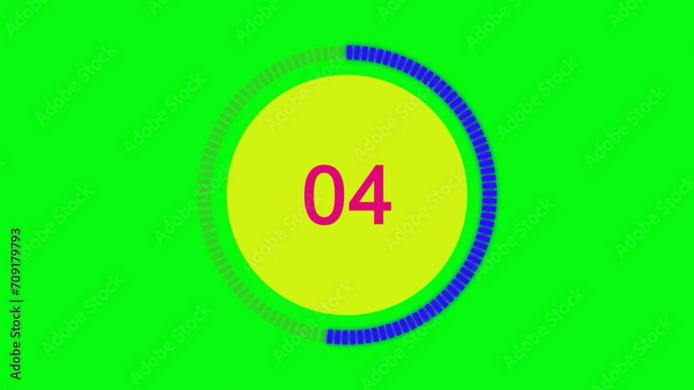 Stylish blue and yellow 10 second countdown timer on yellow background ...