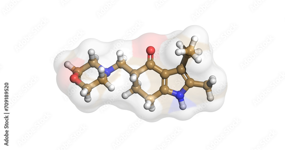 Molindone, schizophrenia /antipsychotic drug, 3D molecule 4K Stock ...