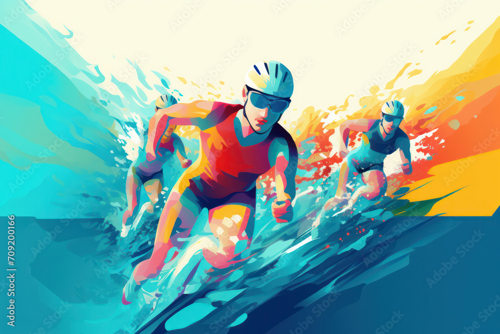 Speeding Cyclists in a Thrilling Summer Race: Illustration of Fit ...
