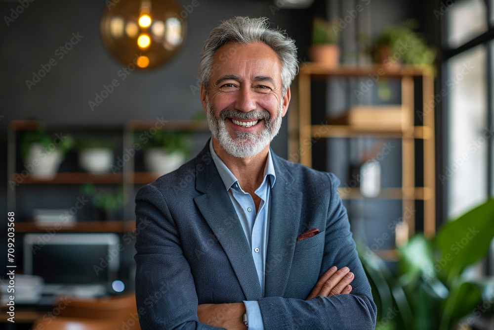 AI image features a smiling older bank manager alongside a happy middle ...