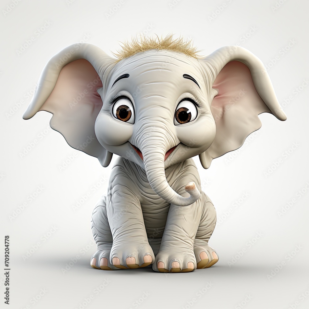 Cartoon character cute elephant 3d illustration isolated. Cartoon funny ...