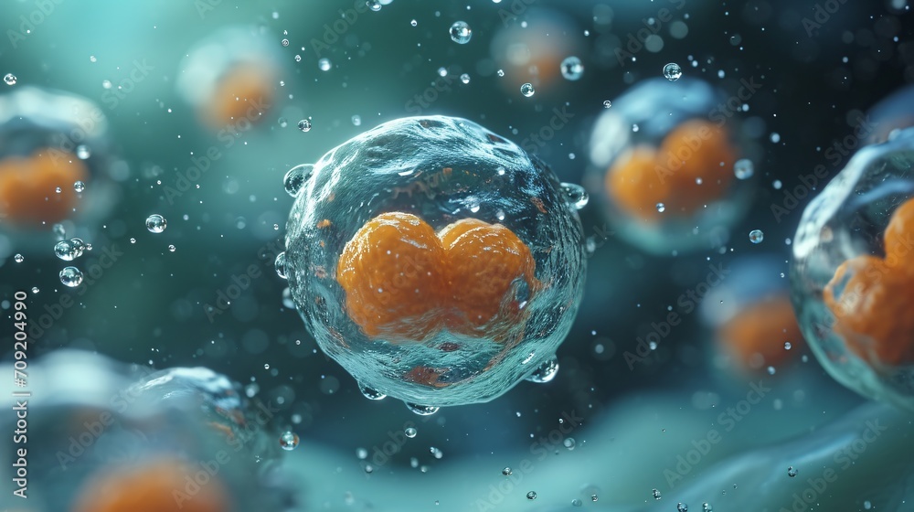 cellular therapy and regeneration, microscopic view of body cells ...