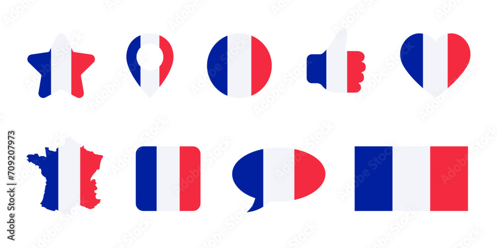 Icon set with star, heart, map, pin, speech bubble and thumb up of ...