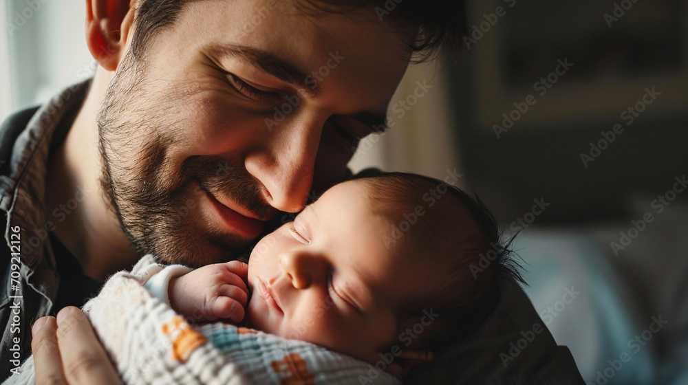 Foto de A picture of a youthful dad embracing his infant child ...