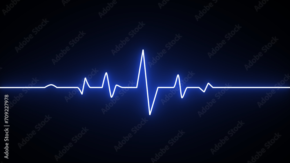 Neon Heart beat. Emergency ekg monitoring. Electrocardiogram show pulse ...