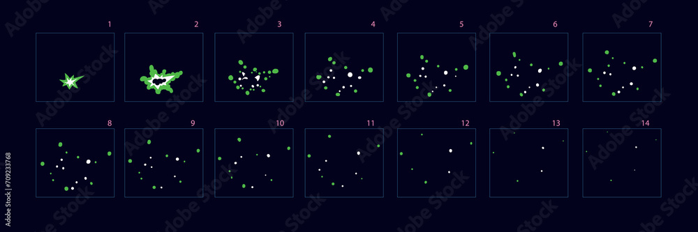 Firework explored animation . Firework Sprite sheet for games, cartoon ...
