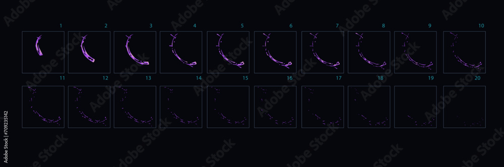 Sprite sheet of a color splash . Animation for game, cartoon, motion or ...