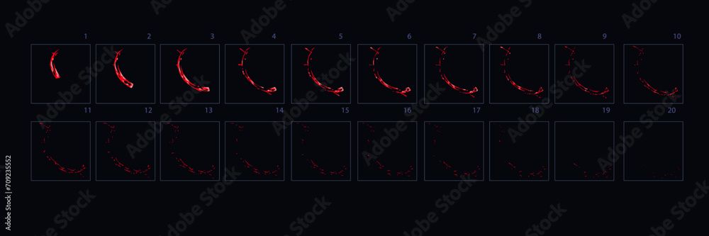 Sprite sheet of a color splash animation. Animation for game, cartoon ...